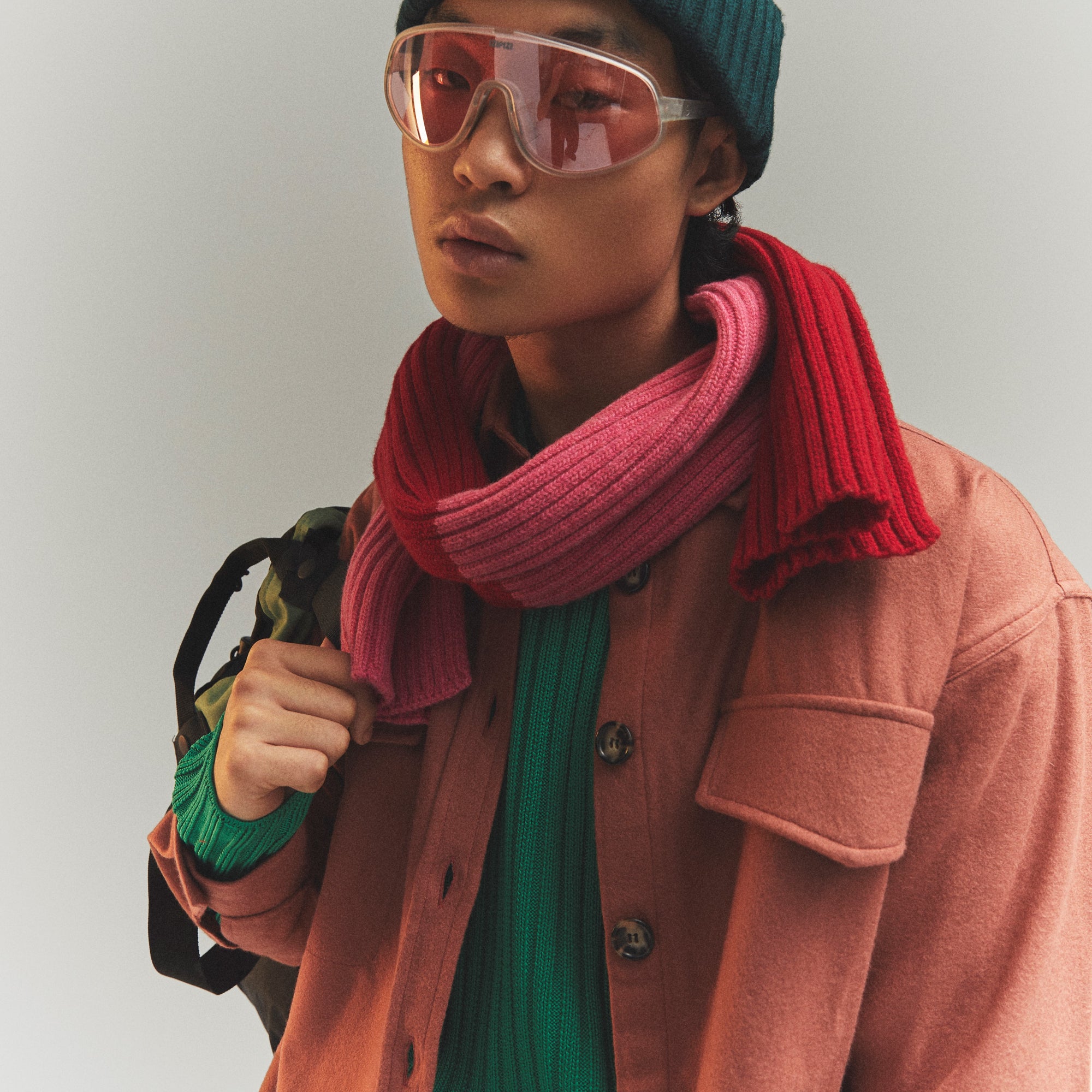 Two-tone scarf in merino wool, ROYALTIES, made in France